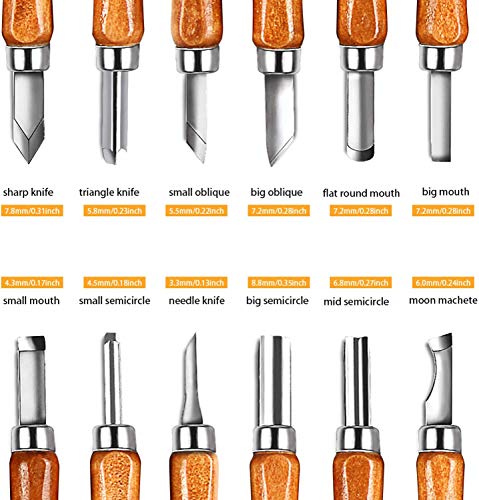 Wood Carving Knife Set - 20 PCS Hand Carving Tool Set for DIY Sculpture Carpenter Experts & Beginners