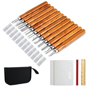 wood carving knife set – 20 pcs hand carving tool set for diy sculpture carpenter experts & beginners