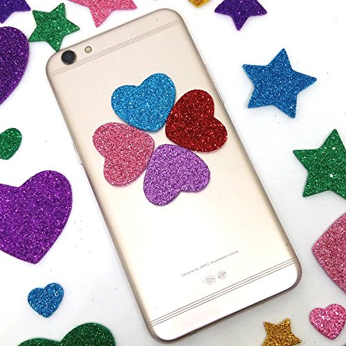 260 Pieces Colorful Glitter Foam Stickers Self Adhesive Stars Mini Heart Shapes Glitter Stickers, Kid's Arts Craft Supplies Greeting Cards Home Decoration Stars&Heart Shapes