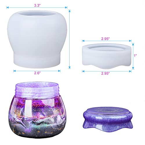 LET'S RESIN Jar Resin Molds Silicone, Pudding Jar Resin Molds with Lid, Epoxy Molds Silicone for Storage Bottle,Candle Holder,Candy Container, Epoxy Resin Casting Craft,Flower Pot, Gifts