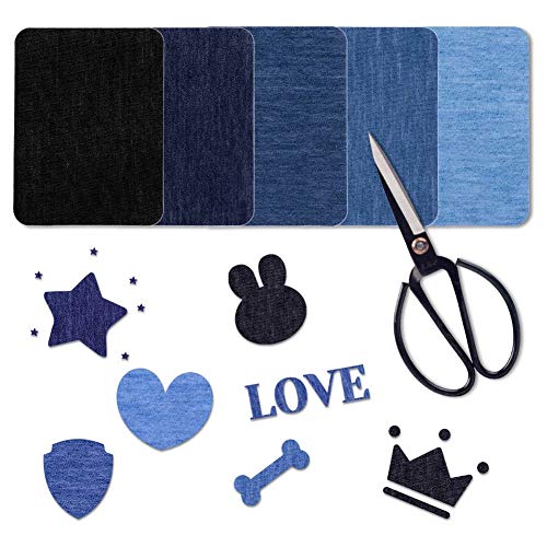 Patches for Jeans, Selizo 20 Pcs Iron on Patches Denim Jean Patches for Clothing Repair, Inside Jeans, 5 Colors (4.9" X 3.7")