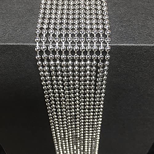 50-Pack Dog Tag Chain Ball Chain Necklace Bulk, Beaded Necklace Chains for Jewelry Making DIY Crafts, Military Blank Dog Tag Necklace for Men, Silver Nickel Plated Metal 24" Long 2.4mm Ball Bead Chain