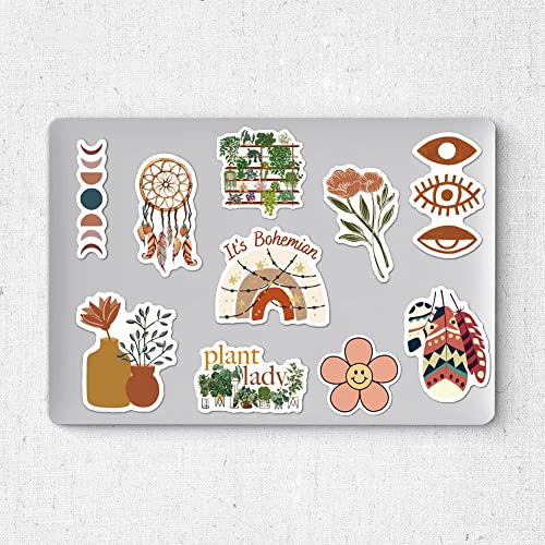 ANERZA 200 PCS Aesthetic Boho Stickers, Cute Vinyl Waterproof Stickers for Water Bottles Laptop Phone Journaling Scrapbook Junk Journal, Small Business Supplies, Plant Sticker Packs for Adults Teens