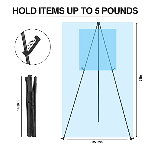 STARHOO Display Easel Stand for Wedding Sign & Poster 63'' Portable Art Easel for Floor Adjustable Metal Easel Black