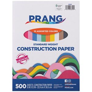 prang (formerly art street) construction paper, 10 assorted colors, standard weight, 9″ x 12″, 500 sheets