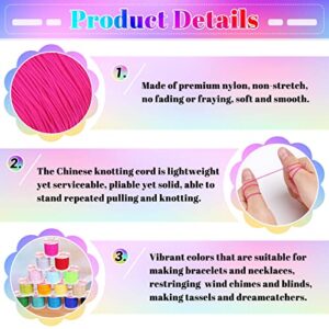 Nylon String for Bracelets, Cridoz 20 Rolls Chinese Knotting Cord Nylon Beading Thread for Kumihimo, Braided Bracelets, Beading, Necklaces, Macrame Craft, Wind Chime, Jewelry Making