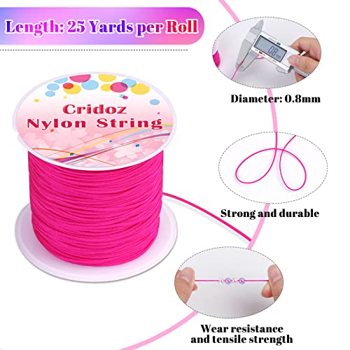 Nylon String for Bracelets, Cridoz 20 Rolls Chinese Knotting Cord Nylon Beading Thread for Kumihimo, Braided Bracelets, Beading, Necklaces, Macrame Craft, Wind Chime, Jewelry Making