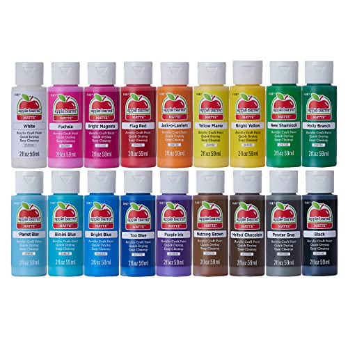 Apple Barrel PROMOABI Acrylic Paint Set, 2 Fl Oz (Pack of 18), Assorted Matte Colors, 18 Count