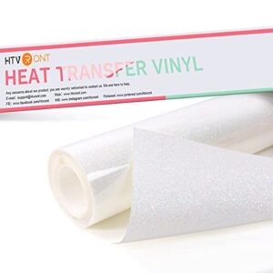 htvront rainbow white glitter htv vinyl roll-12″ x 6 ft white glitter heat transfer vinyl bundle, white glitter iron on vinyl for cricut & silhouette cameo