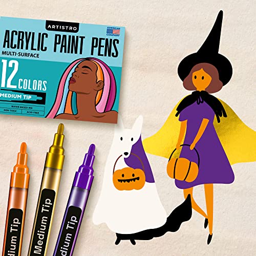 Acrylic Paint Pens for Rock Painting, Stone, Ceramic, Glass, Wood, Fabric, Canvas, Porcelain, Metal. Set Acrylic Paint Markers