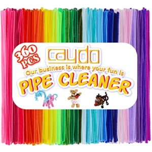 caydo 360 pieces pipe cleaners 40 assorted colored chenille stems for art and crafts, children’s craft supplies (6 mm x 12 inch)