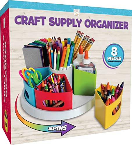 Hapinest Rotating Art Supplies Organizer Storage Caddy for Kids | Crayon Marker and Pencil Organization for School Desk Teachers Classrooms and Crafts at Home