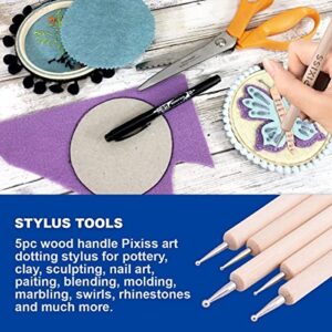 E6000 Jewelry Bead Adhesive Glue for Jewelry Making with 4 Precision Applicator Tips and Pixiss Art Dotting Stylus Pens 5 pcs Set - Rhinestone Applicator Kit