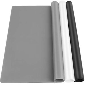 3 pack silicone mats for crafts, leobro 15.7” x 11.7” silicone sheets for resin jewelry casting molds, placemat, nonstick multipurpose silicone craft mats for resin molds, black, dark gray,transparent