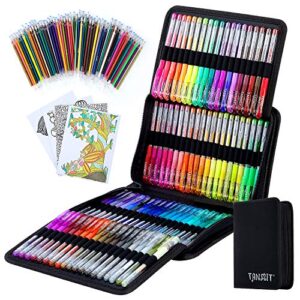 glitter gel pens, glitter pen with case for adults coloring books, 160 pack artist colored gel markers with 40% more ink for drawing scraobooking writing doodling