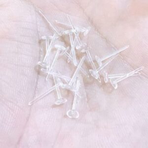 Elfstone 3mm Invisible Plastic Earrings Blank Pins Stud Tiny Head Findings DIY Supplies (200 pieces/100 Pairs)