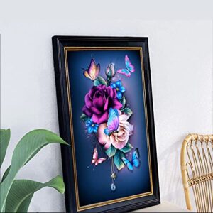 Diamond Painting Kits for Adults,DIY 5D Round Full Drill Butterfly Flowers Diamond Art,Very Suitable for Home Leisure and Wall Decoration