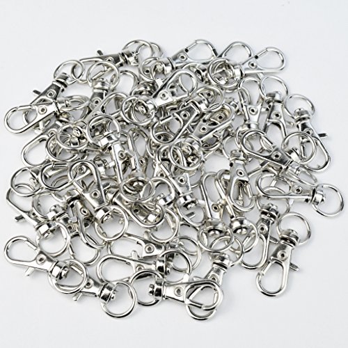 50 pcs Swivel Clasps Lanyard Snap Hook,cnomg Metal Swivel Lanyard Snap Hook Lobster Claw Clasp(Sliver)