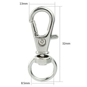 50 pcs Swivel Clasps Lanyard Snap Hook,cnomg Metal Swivel Lanyard Snap Hook Lobster Claw Clasp(Sliver)