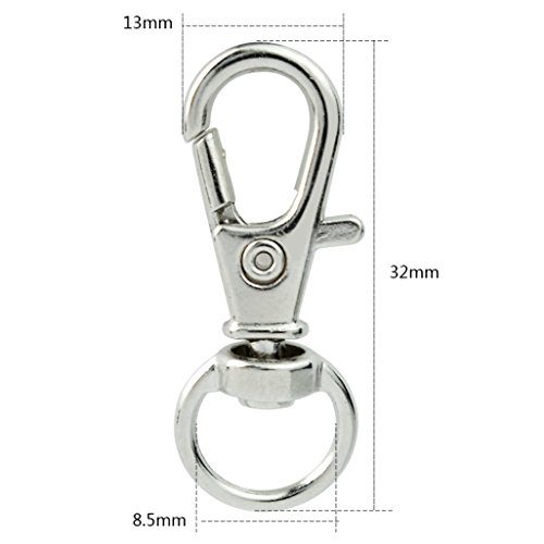 50 pcs Swivel Clasps Lanyard Snap Hook,cnomg Metal Swivel Lanyard Snap Hook Lobster Claw Clasp(Sliver)