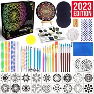 insnug mandala dotting tools painting kit – rock dot paint stencils tool set art craft supplies kits with tray brush zipper waterproof bag pen for nail stone mandala arts drawing home decor activity