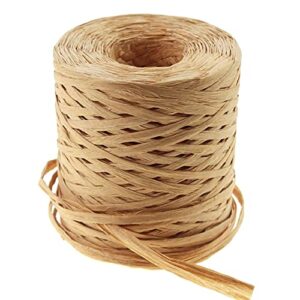 creatrill 218 yards raffia paper craft ribbon packing paper twine, 1/4 inch by 218 yards (kraft)