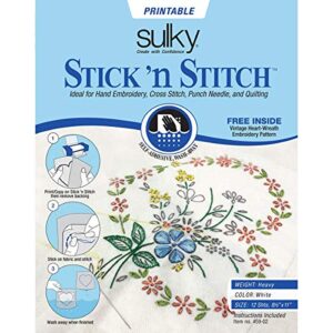 stick n stitch self adhesive wash away stabilizer twelve sheets of 8-1/2 x 11