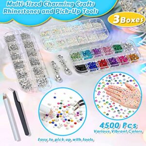 B7000 Jewelry Glue with Rhinestones for Crafts, 4500Pcs Rhinestones Gems with Rhinestone Glue for Shoes Cloth Fabric with Wax Picker Pencil for Crafting Diamoment Painting Jewelry Making and Nail Art