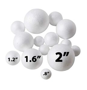 240 pack styrofoam balls -craft foam balls -foam craft balls -foam balls for arts and crafts, diy craft for home, school craft project -240 bulk styrofoam balls, 4 sizes .8’’, 1.2’’, 1.6’’, 2’’ inches