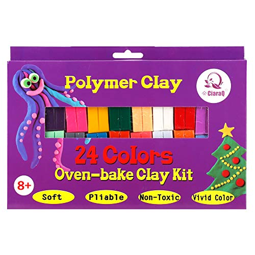 CiaraQ 24 Colors Small Block Polymer Clay Starter kit, Oven Bake Clay, CPSC Conformed Non-Toxic Molding DIY Clay, Great for Kids, Beginners.