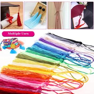 Tassels, Cridoz 120Pcs Bookmark Tassels Silky Handmade Soft Craft Mini Tassels with Loops for Bookmarks, Crafts and Jewelry Making, 30 Colors