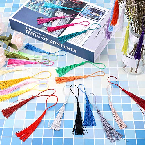 Tassels, Cridoz 120Pcs Bookmark Tassels Silky Handmade Soft Craft Mini Tassels with Loops for Bookmarks, Crafts and Jewelry Making, 30 Colors