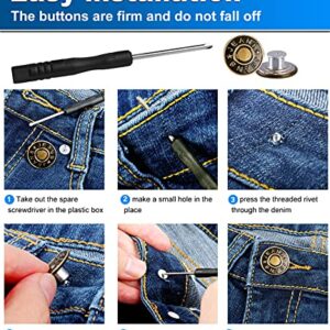 Jeans Button Replacement No Sew: YUANHANG 24 Sets Metal Buttons for Pants - Instant Adjustable Button - Tighten Waist Size by 1 Inch or Extend an Extra Inch - Contains A Removable Screwdriver