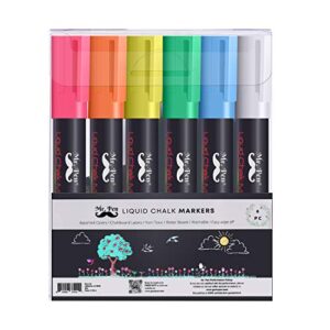 mr. pen- chalk markers, 6 pack, dual tip, assorted color, 8 labels, chalk markers for blackboard, liquid chalk markers, chalkboard markers, window markers, liquid chalk, chalk board markers, chalk pen