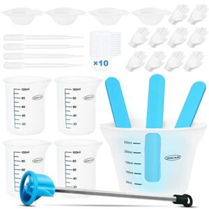 silicone measuring cups for epoxy resin,janchun resin supplies with 250&100ml silicone cups,silicone hard stir sticks,epoxy mixer,color cups,mixing tools for resin,molds,jewelry making, easy to clean