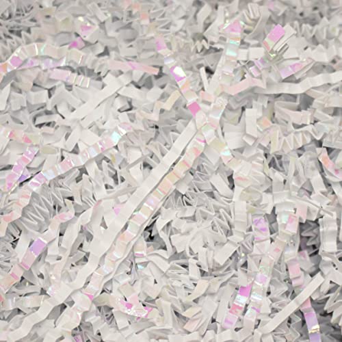 Crinkle Cut Paper Shred Filler (1/2 LB) for Gift Wrapping & Basket Filling - Diamond White | MagicWater Supply