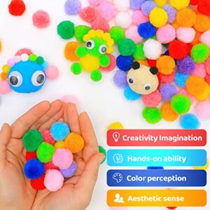 Praisebank 300pcs 1 inch Pom Poms, Pom Poms for Arts and Crafts, Pom Pom Balls in jar, Pom Poms for Crafts.