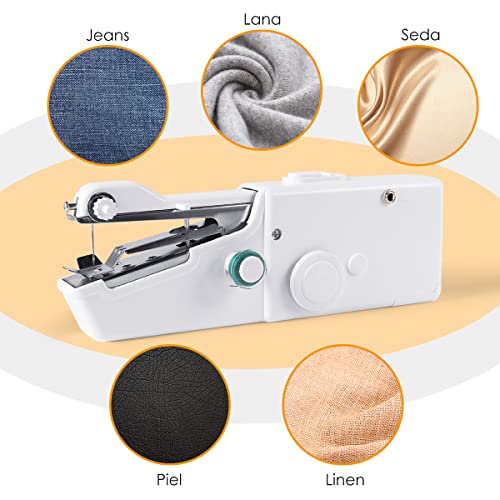 Handheld Sewing Machine Practical Sewing Tool,Mini Handheld Sewing Machine for Quick Stitching,Portable Sewing Machine Suitable for Home,Travel and DIY,Electric Handheld Sewing Machine for Beginners,White