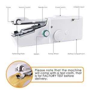 Handheld Sewing Machine Practical Sewing Tool,Mini Handheld Sewing Machine for Quick Stitching,Portable Sewing Machine Suitable for Home,Travel and DIY,Electric Handheld Sewing Machine for Beginners,White