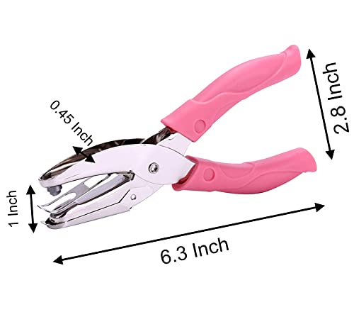 1 Pack 6.3 Inch Length 1/4 Inch Diameter of Heart Shape Hole Handheld Single Paper Hole Punch, Puncher with Pink Soft Thick Leather Cover(Heart 1/4 inch)