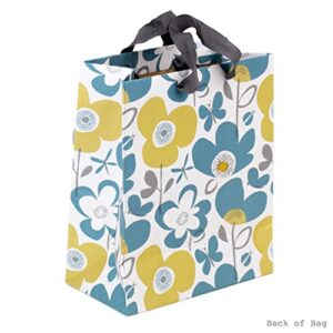 Hallmark 9" Medium Gift Bag with Tissue Paper (Flowers and Butterflies; Turquoise and Yellow) for Birthdays, Mothers Day, Bridal Showers, Baby Showers and More