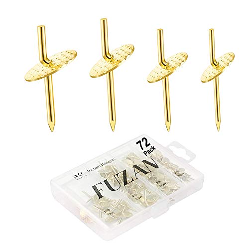 72 pcs Picture Hangers with 10-60lbs, Assorted One Step Picture Hangers, Iron Alloy Nail Hooks, Professional Plaster Picture Hanging Kit on Wooden/Drywall Hanging Hardware for Clock,Mirror,Jewelry