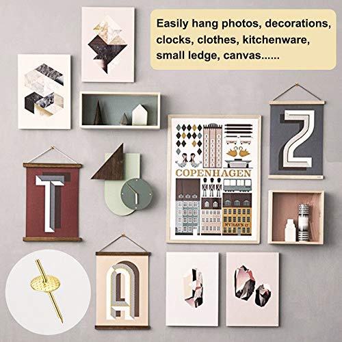 72 pcs Picture Hangers with 10-60lbs, Assorted One Step Picture Hangers, Iron Alloy Nail Hooks, Professional Plaster Picture Hanging Kit on Wooden/Drywall Hanging Hardware for Clock,Mirror,Jewelry