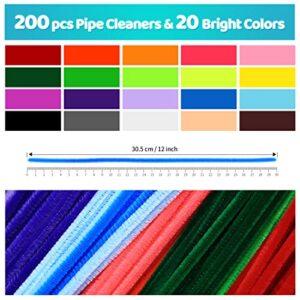 200psc 20colors, Pipe Cleaners, Chenille Stems, Pipe Cleaners for Crafts, Pipe Cleaner Crafts, Art and Craft Supplies,…