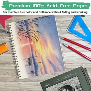 Sketch Book 5.5 X 8.5 - Spiral Sketchbook Pack of 2, SuFly 200 Sheets (68 lb/100gsm) Acid Free Sketch Pads for Drawing for Adults Spiral-Bound with Hard Cover for Kids & Adults, 100 Sheets Each