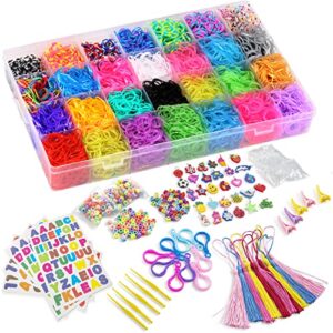 daskid 12100+ rubber bands refill loom set 11,000+ loom bands 42 colors 600 clips 200 beads + 52 abc beads 30 charms 10 backpack hooks 10 tassels 5 crochet hooks 5 hair clips +abc & number stickers