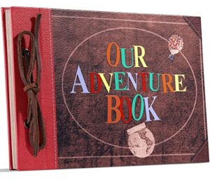 photo album scrapbook, photo album, adventure book, our adventure book scrapbook with color cover 3d alphabet up travel scrapbook memories record, diy family scrapbook album 40 page vintage book