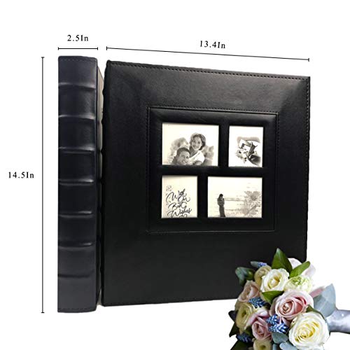 RECUTMS Photo Album 4x6 600 Photos Black Pages Large Capacity Leather Cover Wedding Family Photo Albums Holds 600 Horizontal and Vertical Photos (Black)