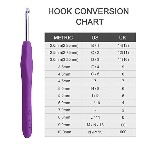 38 Pack Crochet Hooks Set, 13 Pcs 2mm(b)-10mm(n) Ergonomic Soft Grip Crochet Handles, Crochet Needle with Storage Case, Crochet Hooks for Arthritic Hands, Extra Long  Knitting Needles