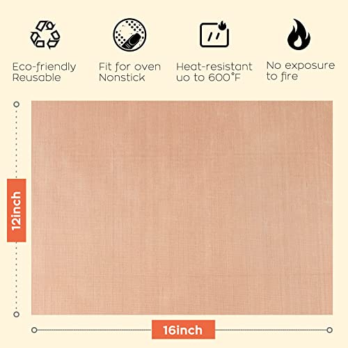 HTVRONT Teflon Sheets for Heat Press - 3 Pack Non Stick PTFE Teflon Sheet Reusable 12 x 16" Teflon Paper Heat Resistant Teflon Mat(Brown)